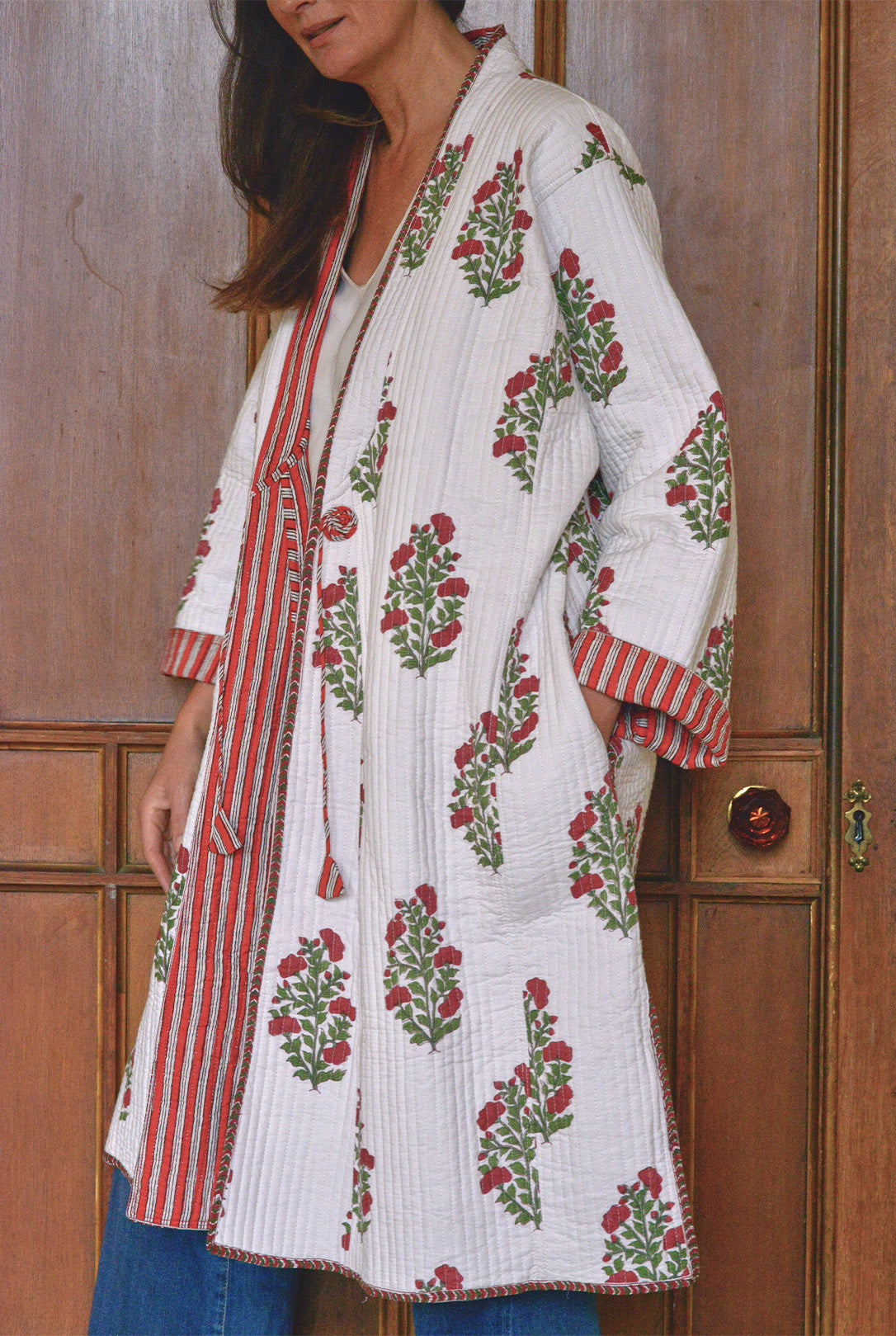 Cotton Quilted Reversible Housecoat | Rouge | Tania Llewellyn Designs